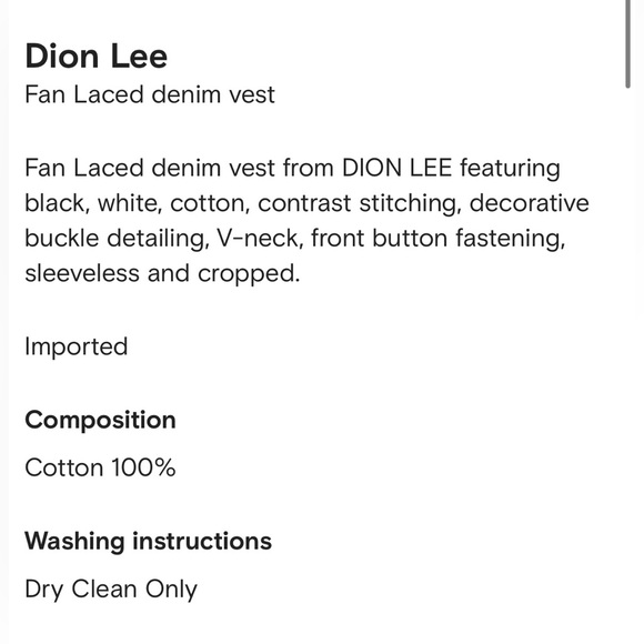 Dion Lee | Tops | Dion Lee Fan Laced Denim Vest | Poshmark